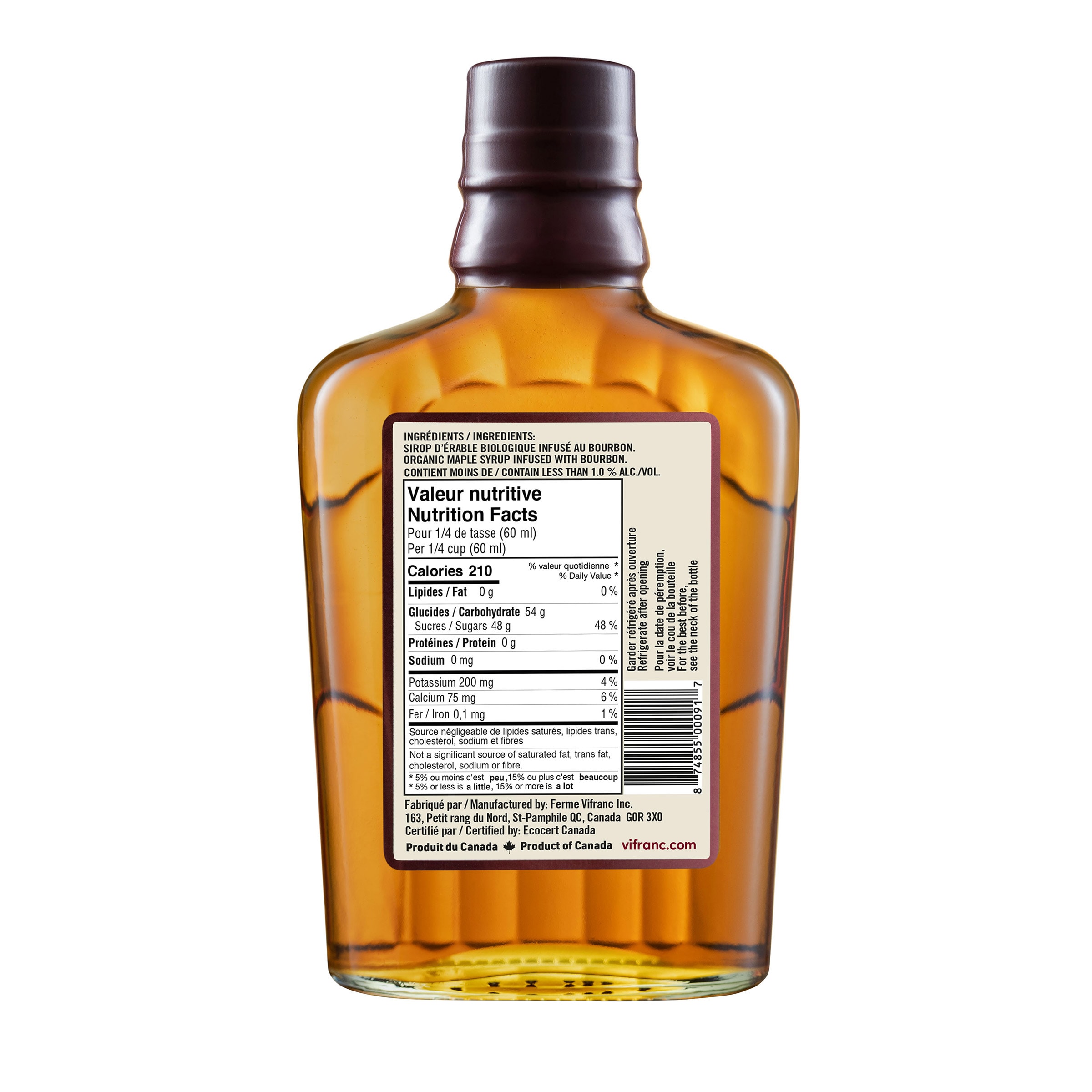 Vifranc Organic Maple Syrup, Infused with Bourbon, 6 x 250 mL ...