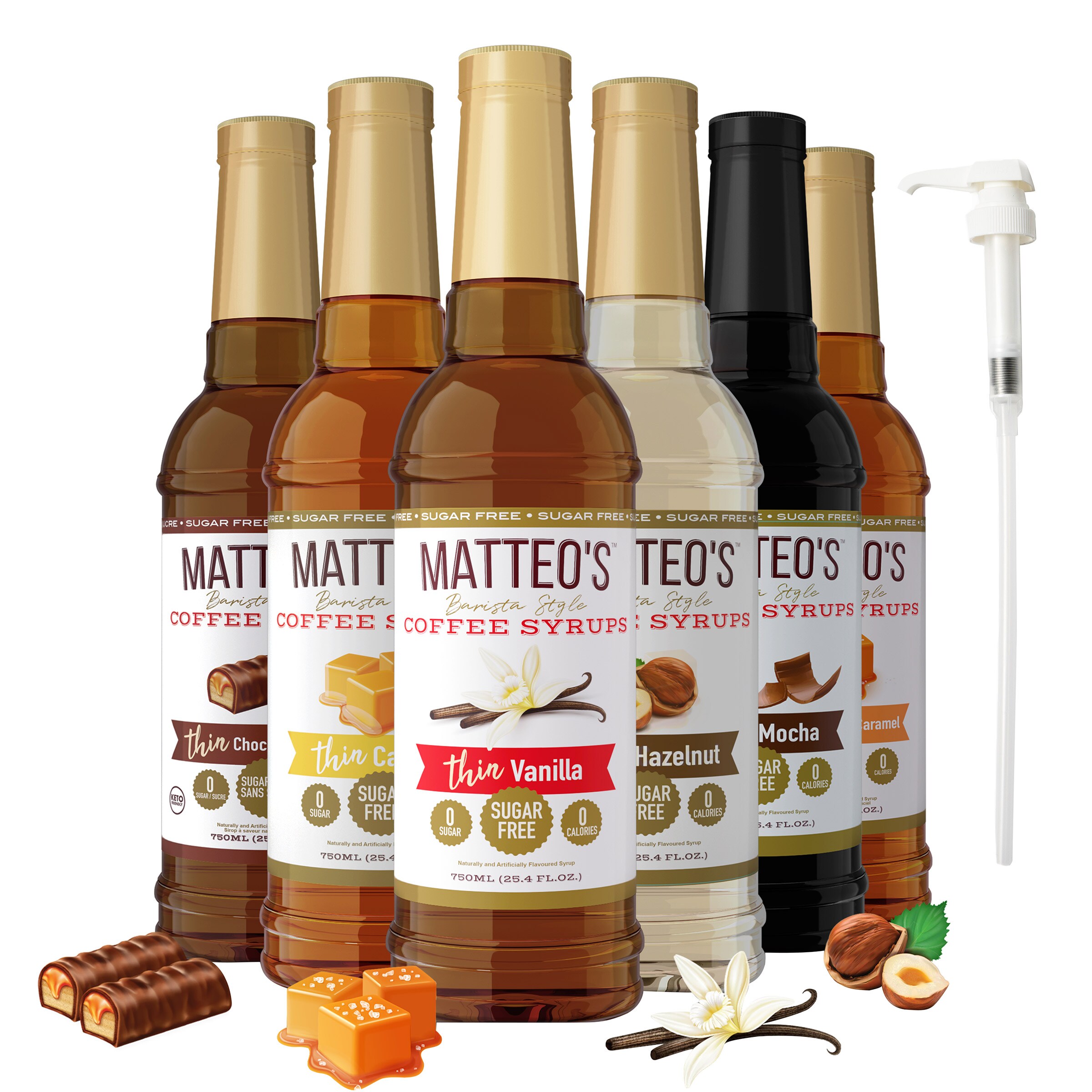 Matteo's Sugar Free Coffee Syrup Variety Pack, 6 x 750 mL - seasonsgala.com