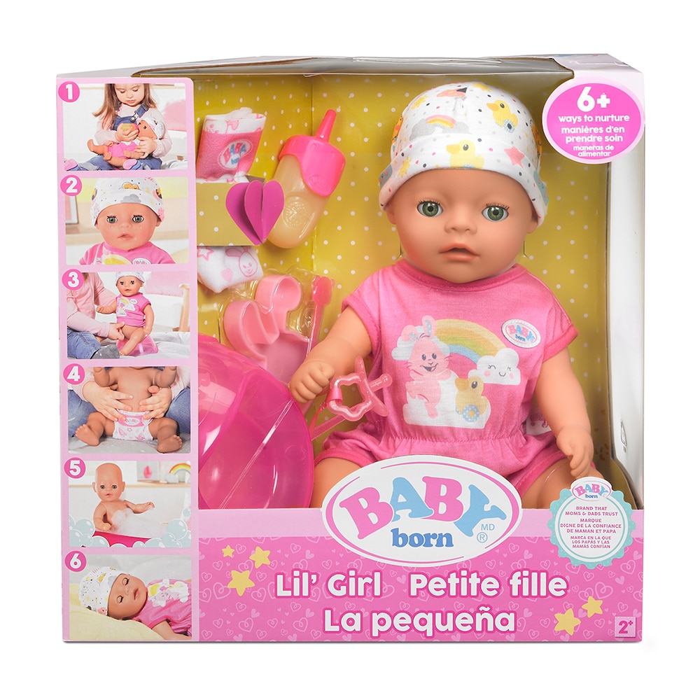 BABY born 14” Interactive Lil Girl Baby Doll -Green Eyes. - seasonsgala.com